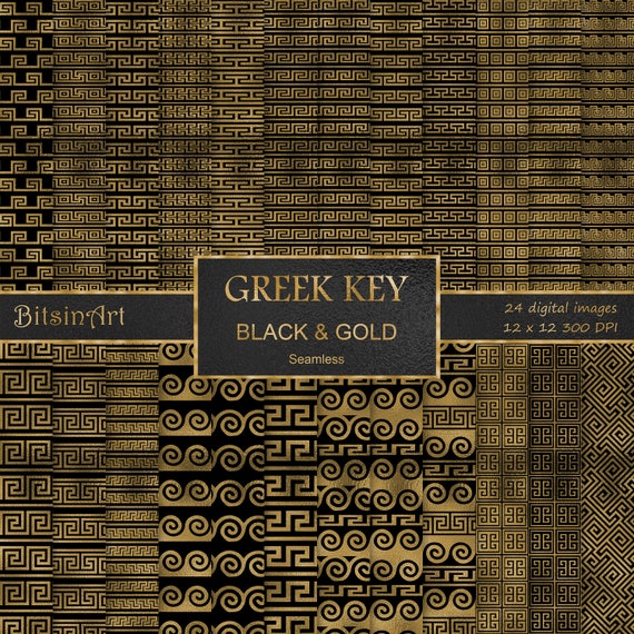 Greek Key Black and Gold Seamless Patterns Seamless Greek Key - Etsy