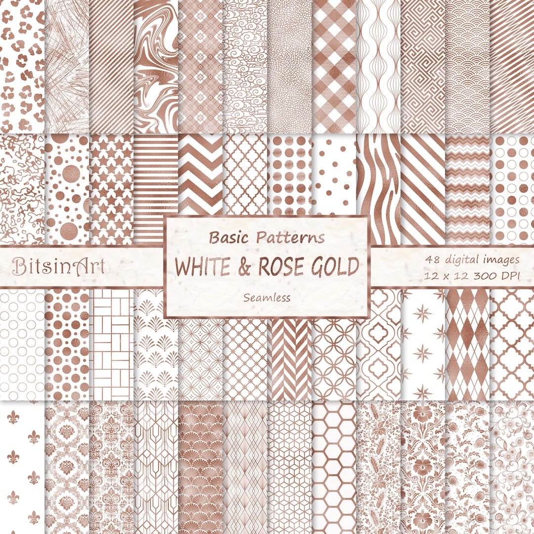 White and Rose Gold Seamless Patterns,seamless White & Rose Gold ...