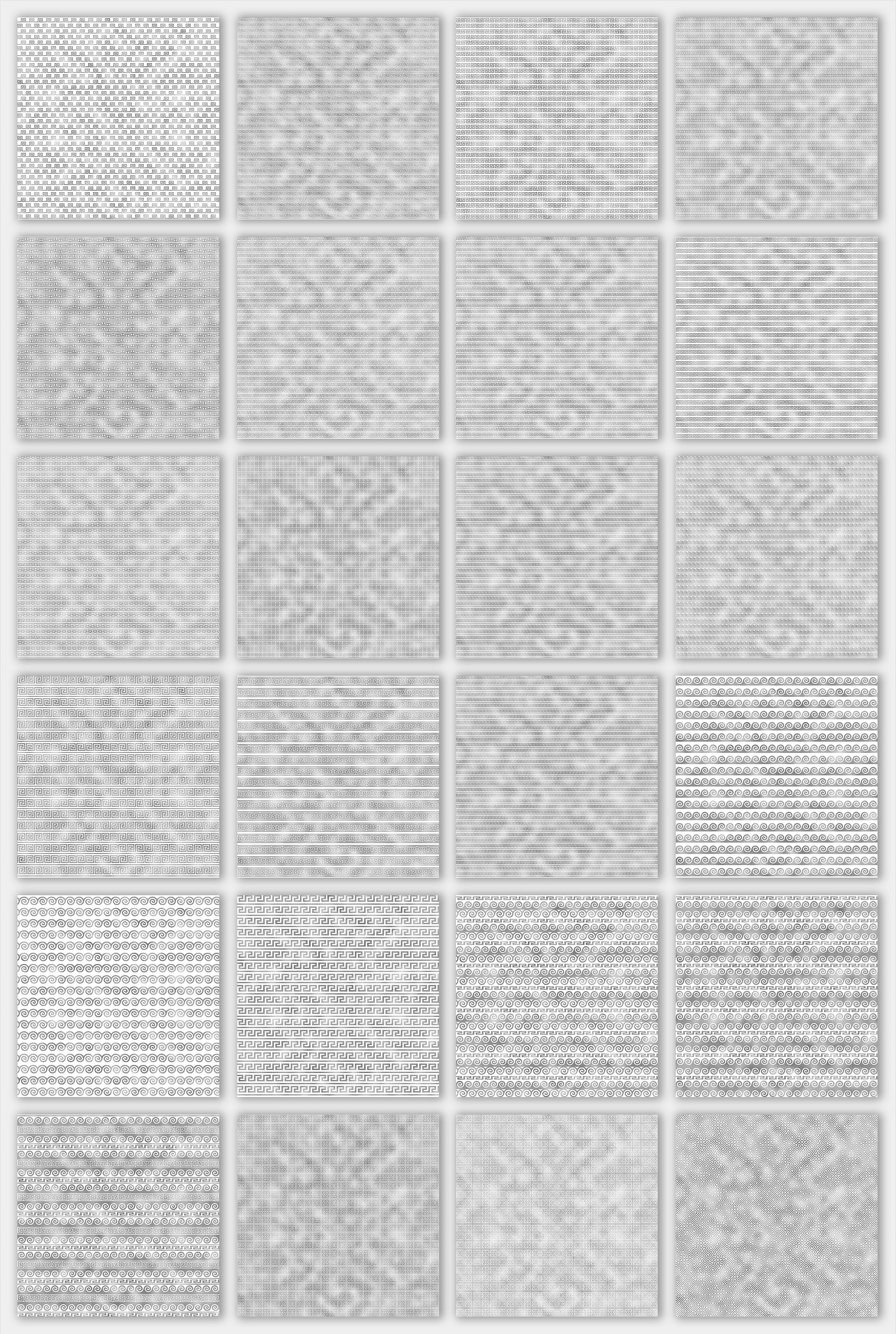 Greek Key White and Silver Seamless Patterns, Seamless Greek Digital ...