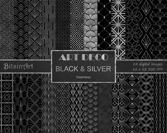 Art Deco White and Silver Seamless Patterns Seamless Art Deco - Etsy