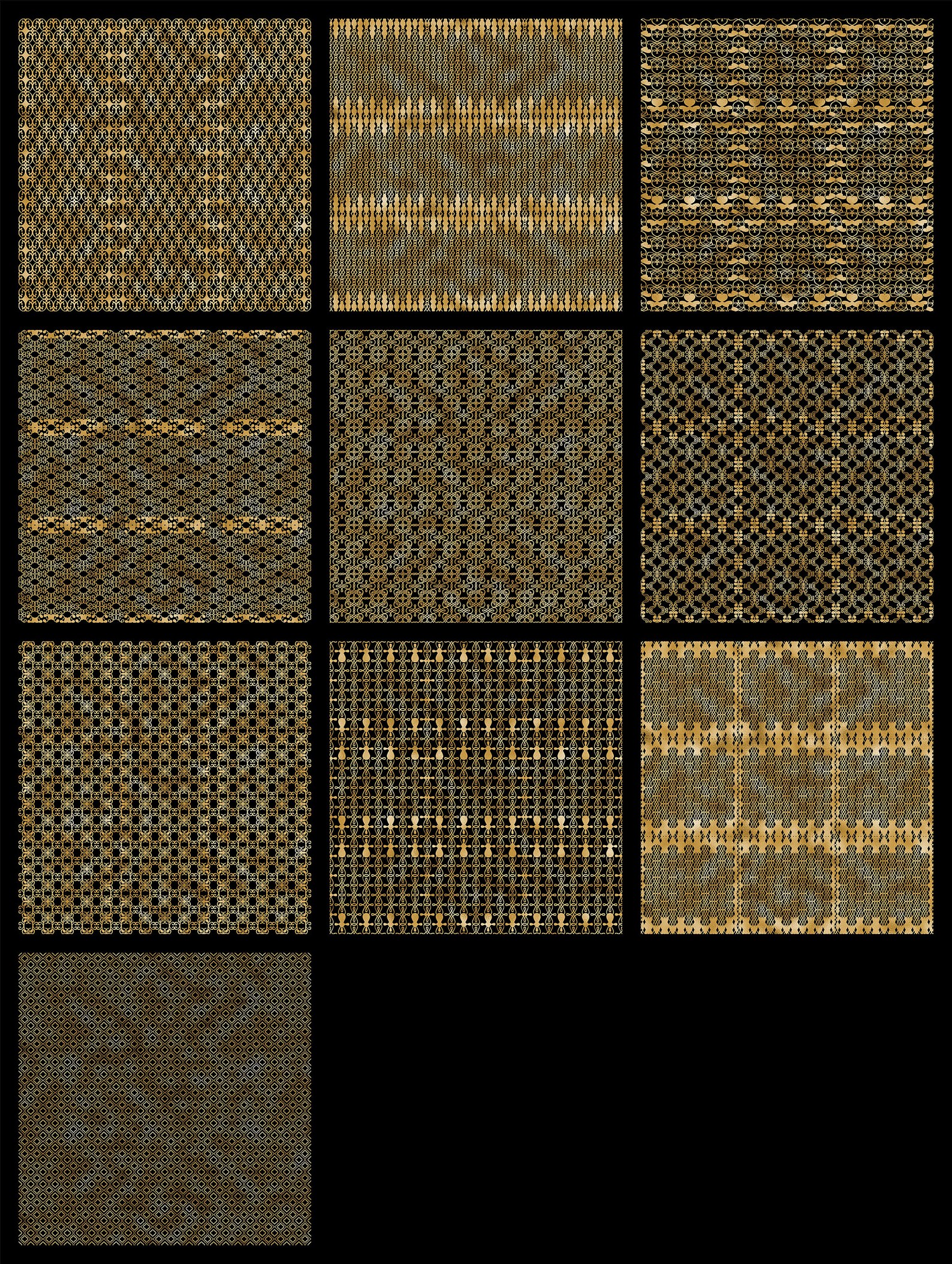 Ornamental Black and Gold Seamless Patterns, Seamless Ornamental ...