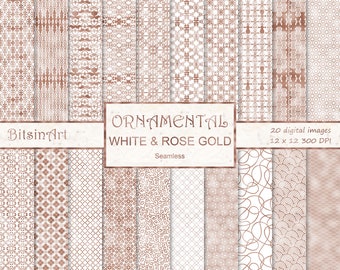 White and Gold Seamless Patterns, Seamless White and Gold Digital Paper ...