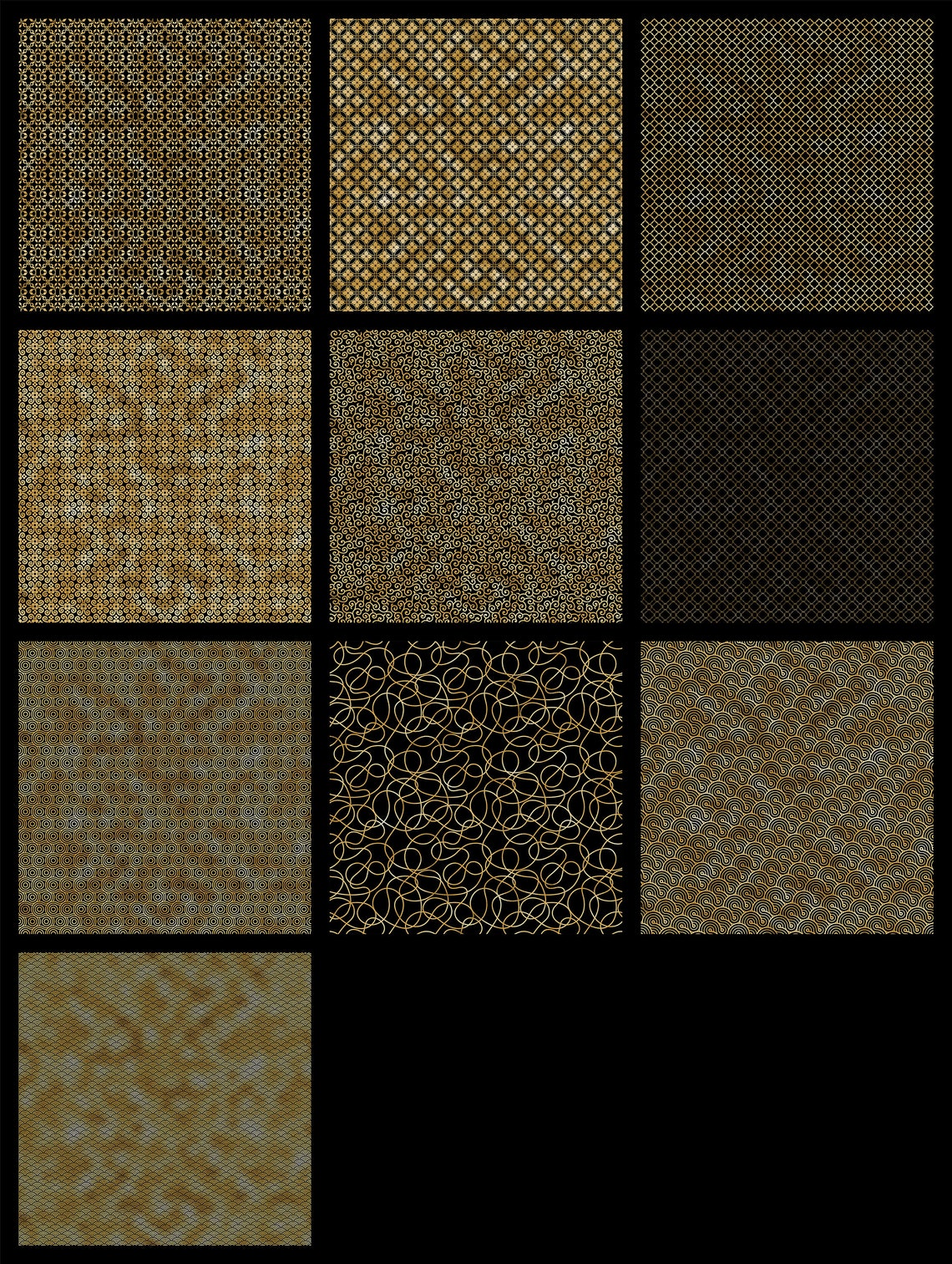 Ornamental Black and Gold Seamless Patterns, Seamless Ornamental ...