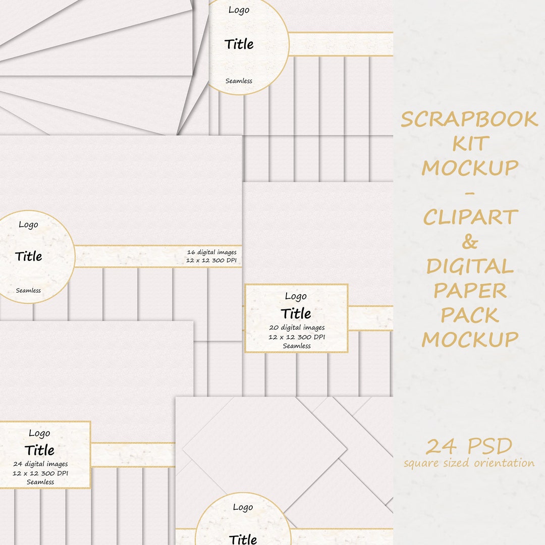 Digital Papers Mockup Templates, Scrapbooking Kit Display Mockup, PSD ...