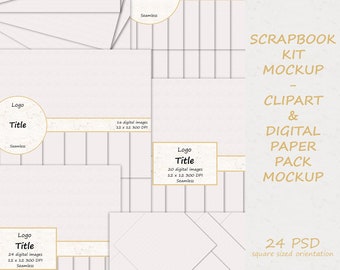 Digital Papers Mockup Templates, Scrapbooking Kit Display Mockup, PSD ...