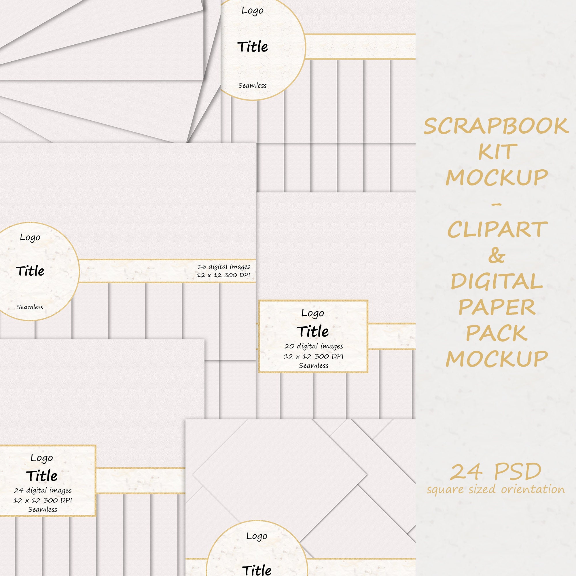 Digital Papers Mockup Templates, Scrapbooking Kit Display Mockup, PSD ...