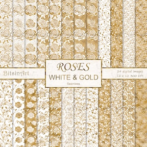 Art Deco White and Gold Seamless Patterns, Seamless Art Deco Digital ...