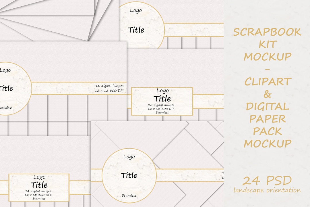 Digital Papers Mockup Templates, Scrapbooking Kit Display Mockup, PSD ...