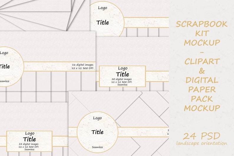 Digital Papers Mockup Templates, Scrapbooking Kit Display Mockup, PSD ...