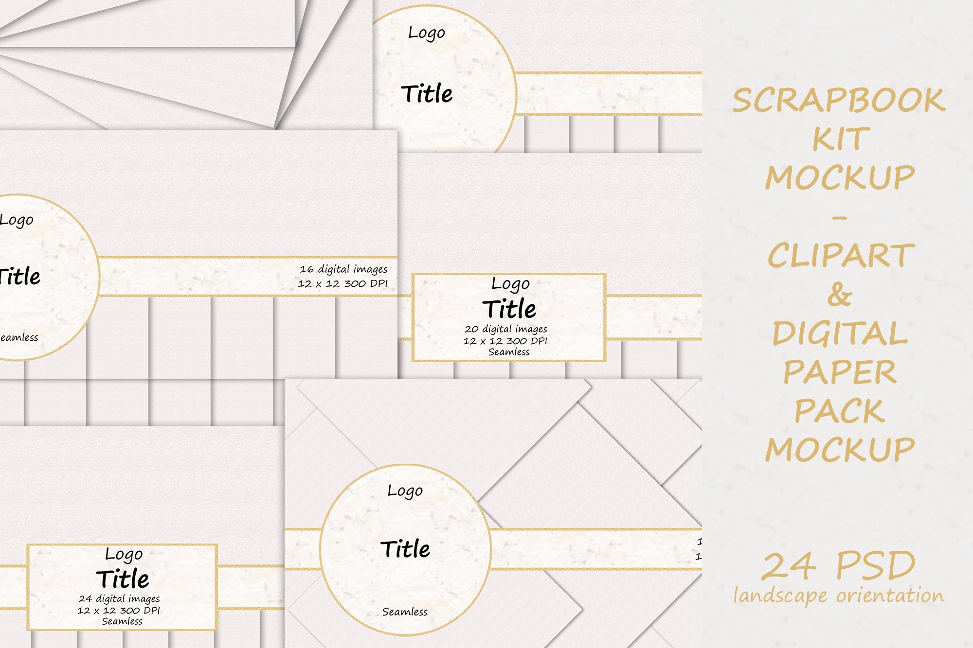 Digital Papers Mockup Templates, Scrapbooking Kit Display Mockup, PSD ...