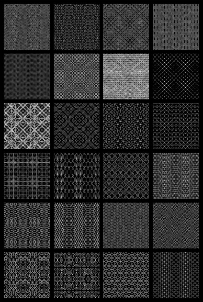Art Deco Black and Silver Seamless Patterns, Seamless Art Deco Digital ...