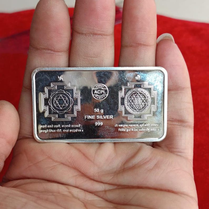 999 Pure Silver Ganesh Laxmi Bullion Bar, Shri Laxmi Yantra, BIS ...