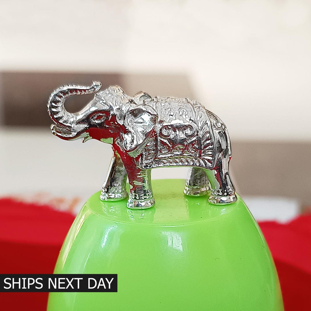 Pure Silver Elephant Statue, Mini Elephant Idol Sculpture, Solid ...