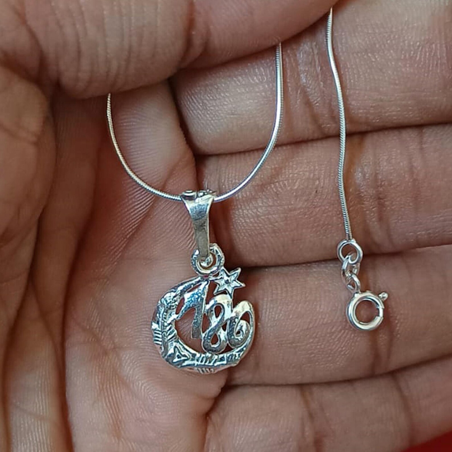 Sterling Silver 786 Pendant, Allah Necklace, Religious Locket - Etsy
