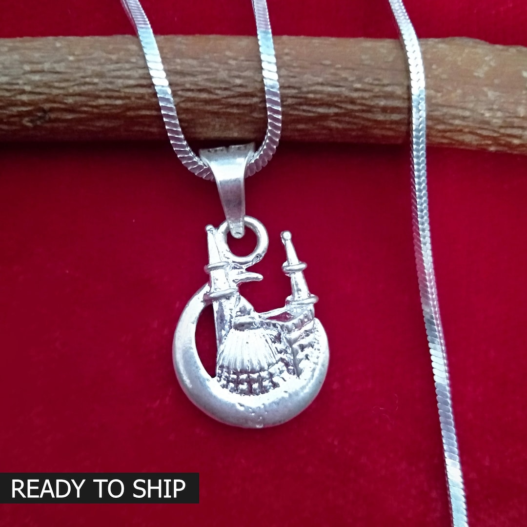 925 Sterling Silver Pendant, Mosque Pendant, Personalized Arabic Gift ...