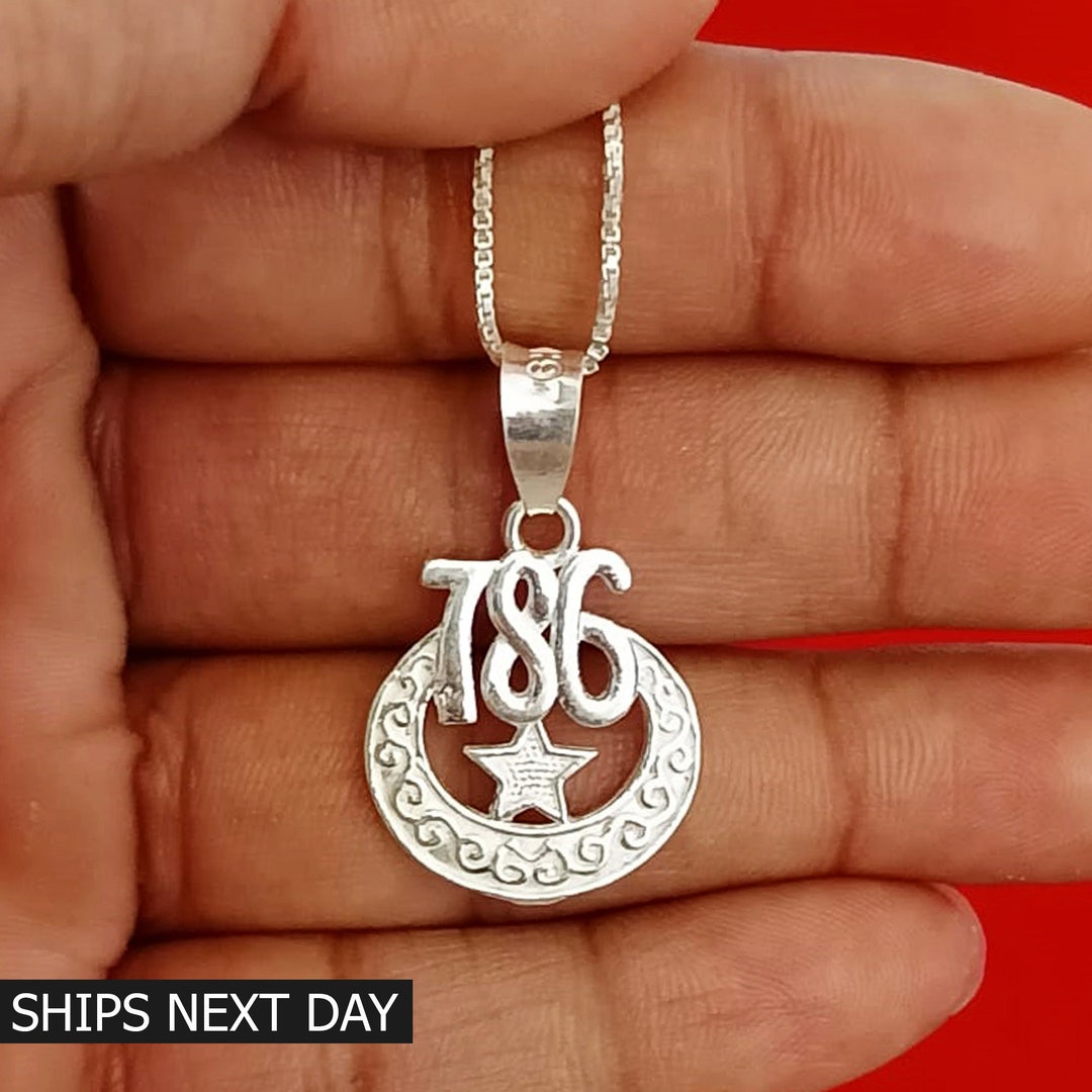 955 Sterling Silver Lucky 786 Pendant, Religious Necklace, Allah Charm ...