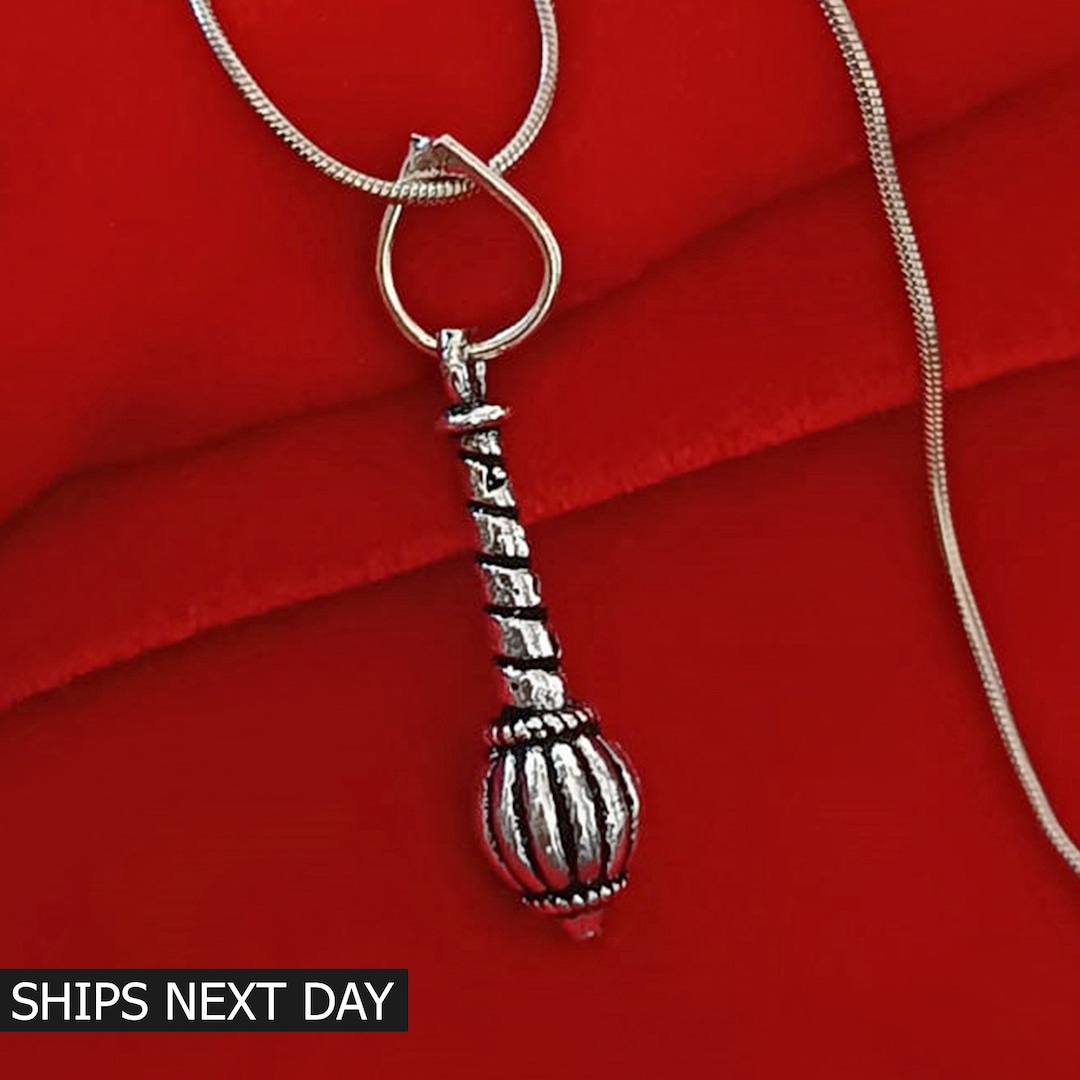 Sterling Silver Lord Hanuman Gada Mace Pendant, Mystic Locket for Men ...