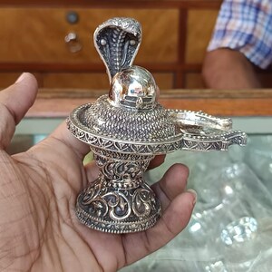 925 Sterling Silver Shivling, Shiva Lingam for Pooja, Silver Jaldhari ...