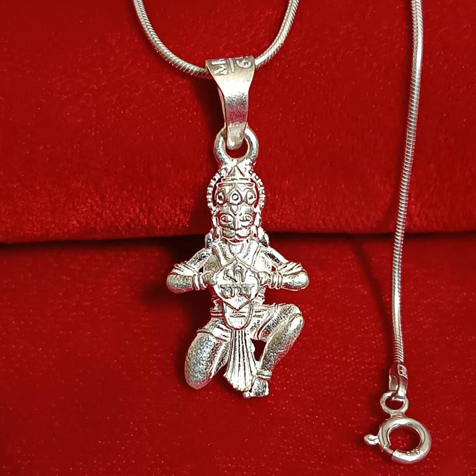 925 Sterling Silver Lord Hanuman Pendant Necklace God Hanuman Locket ...