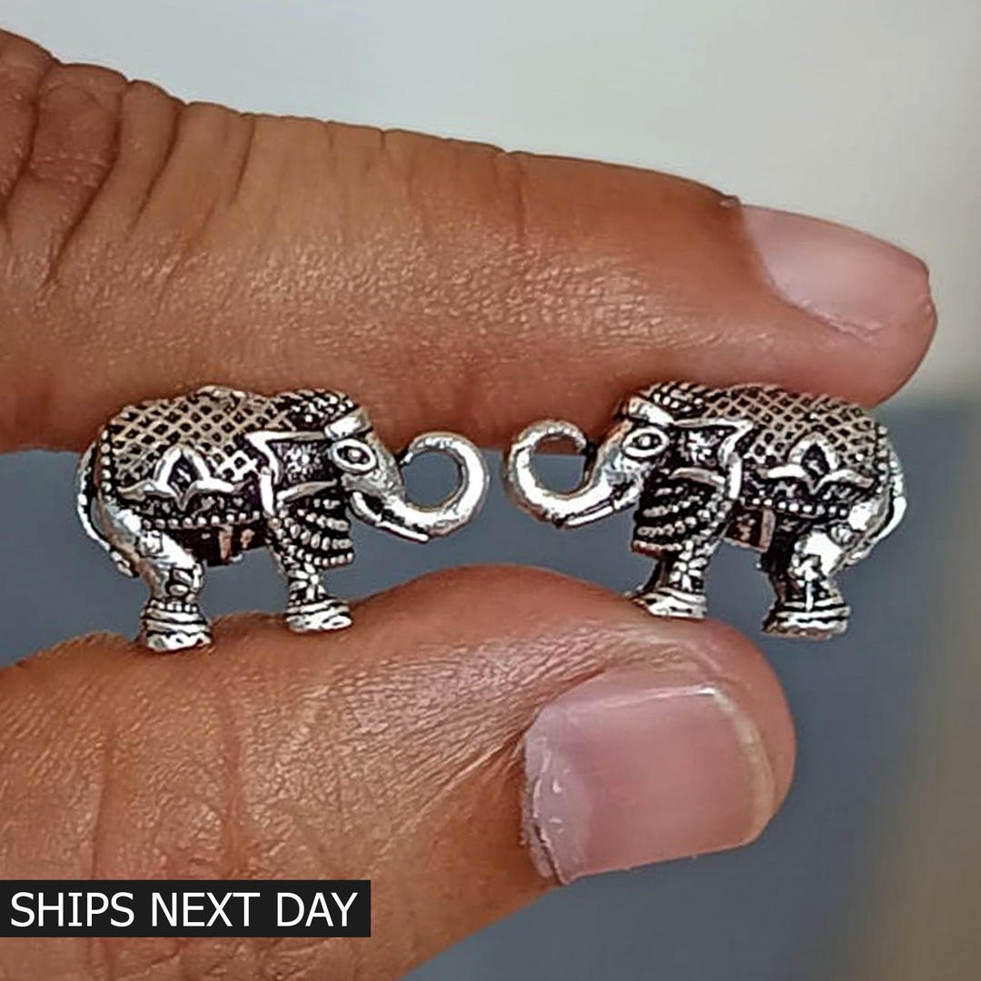 Pure Silver Elephant Statue, Upper Trunk Elephant, Silver Mini Elephant ...