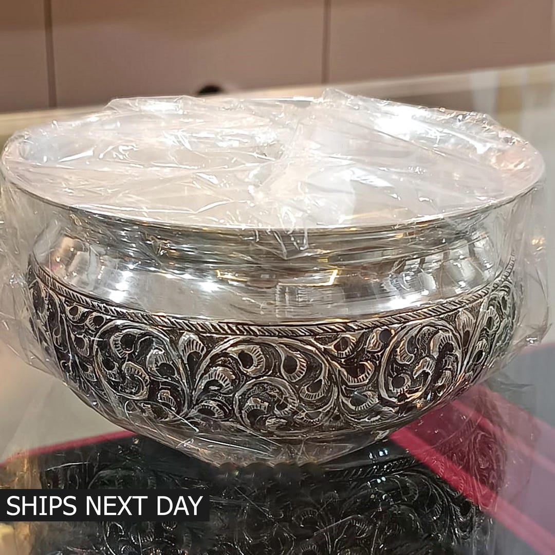 999 Pure Silver Vessels Food Container Box Antique Design Solid Silver ...