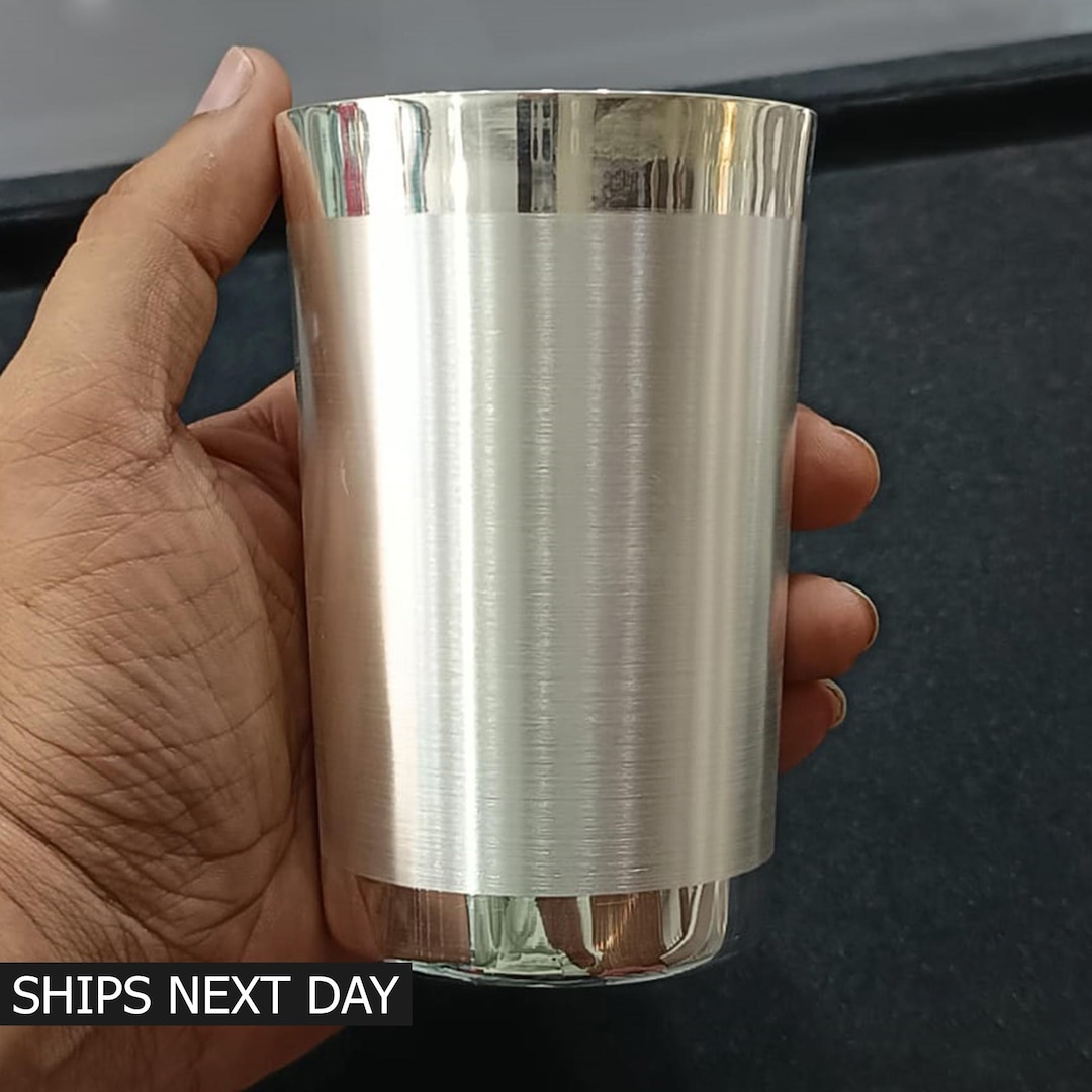 Pure 999 Silver Water Milk Glass Tumbler Cup, Handmade Plain Silver ...
