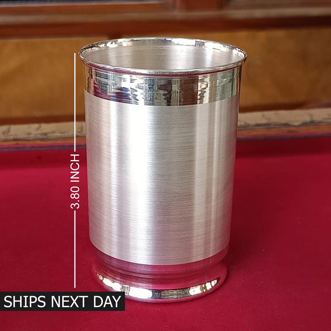 999 Pure Silver Cup Water Milk Glass Tumbler, Baby Food Dining Flask ...