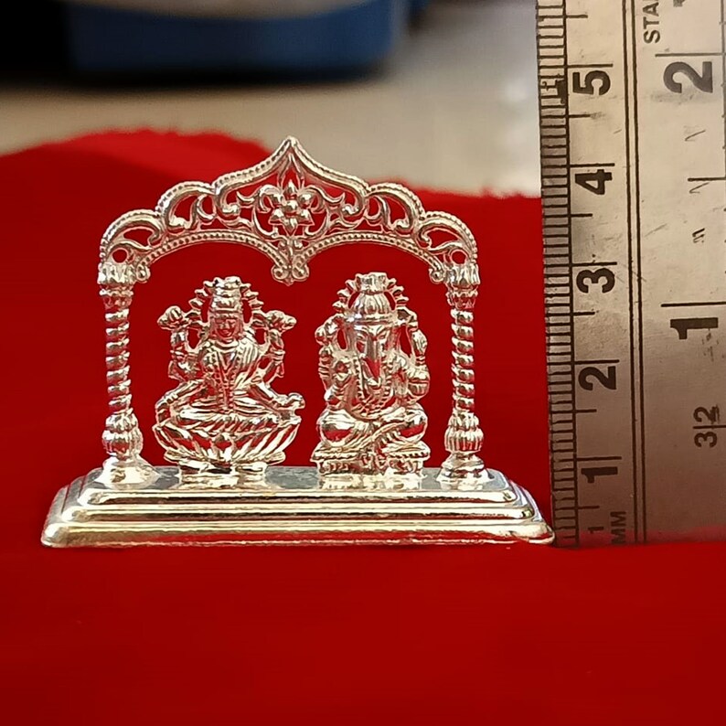 Pure Silver Idols Laxmi Ganesh Statue, Silver Puja Article, Home Temple ...