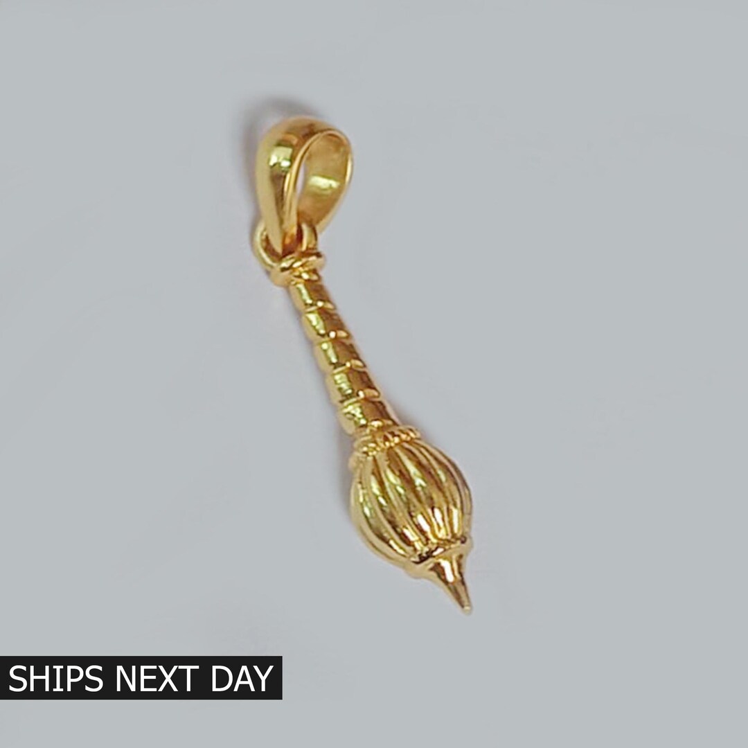 Dainty Gold Hanuman Gada Pendant 925 Sterling Silver Lord Hanuman ...