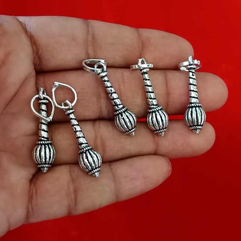 Sterling Silver Lord Hanuman Gada Mace Pendant, Mystic Locket for Men ...