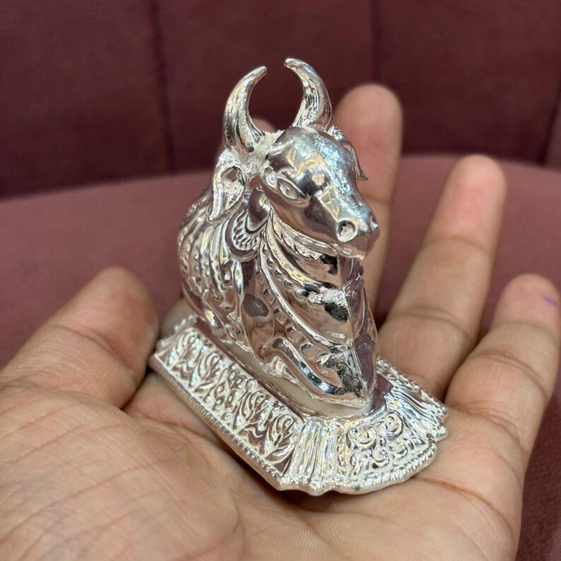 Sterling Silver Nandi Statue, Lord Shiva Puja Gift, Handmade - Etsy