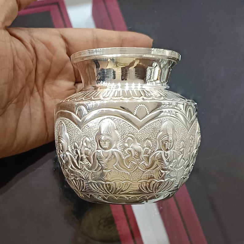 999 Pure Silver Astha Laxmi Kalash Pooja Mandir Decor - Etsy