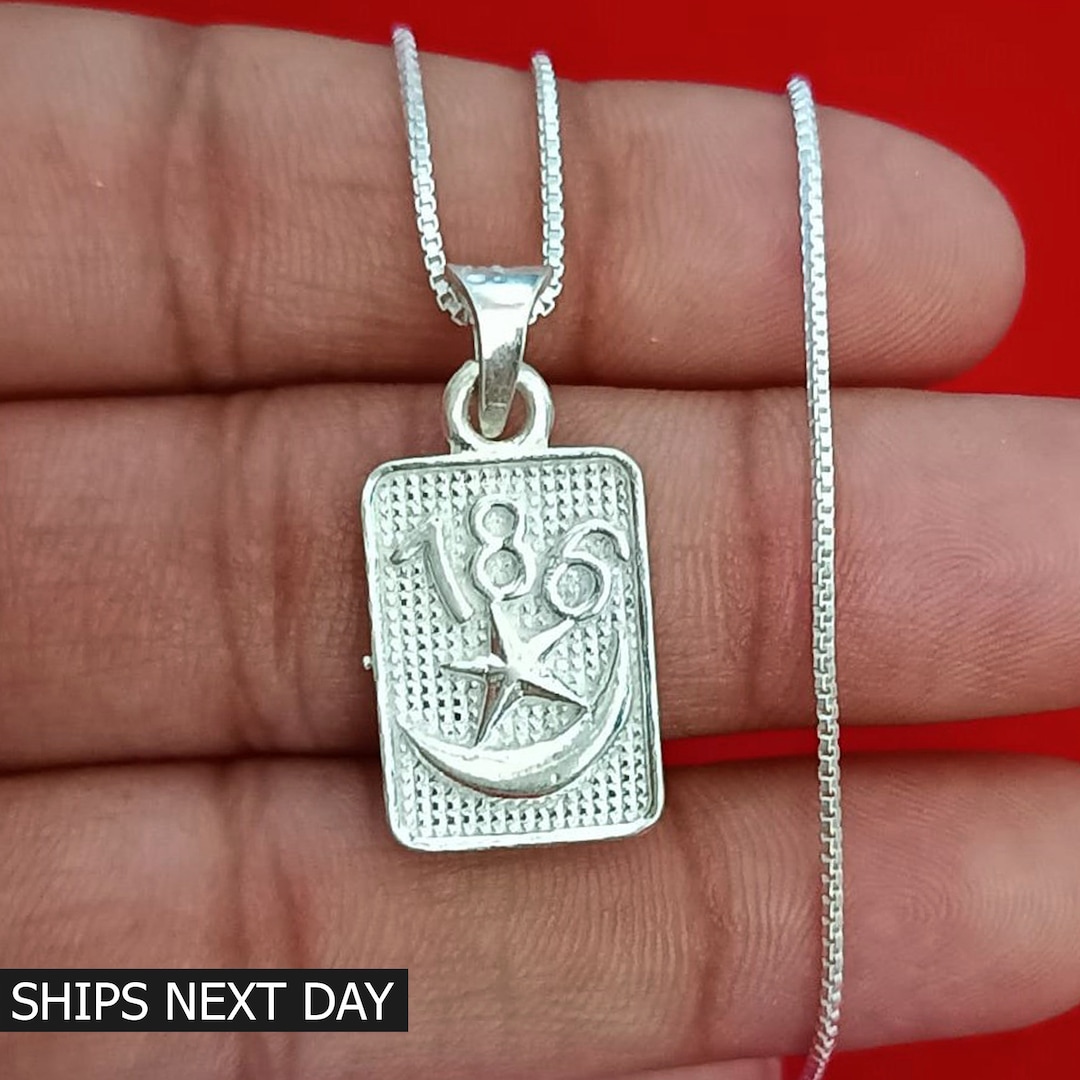 925 Sterling Silver Lucky 786 Pendant, Crescent Moon With Star ...