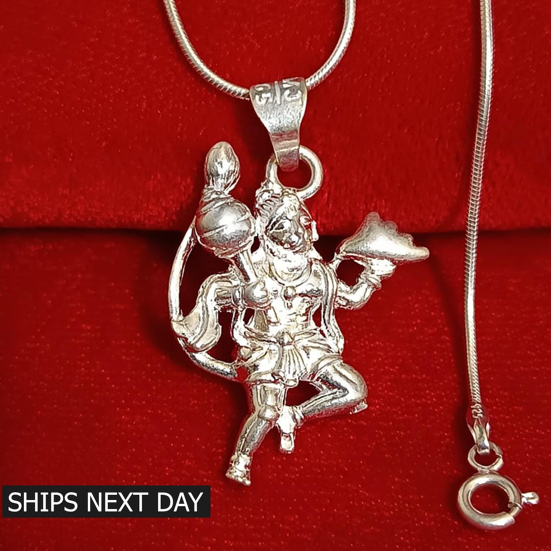Lord Hanuman Pendant Necklace Handmade 925 Sterling Silver Religious ...