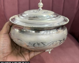 999 Pure Silver Vessels Food Container Box Antique Design Solid Silver ...