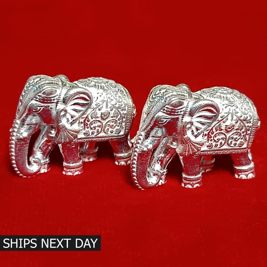 Solid Silver Elephant Statue, 925 Elephant Article, Trunk Down Elephant ...