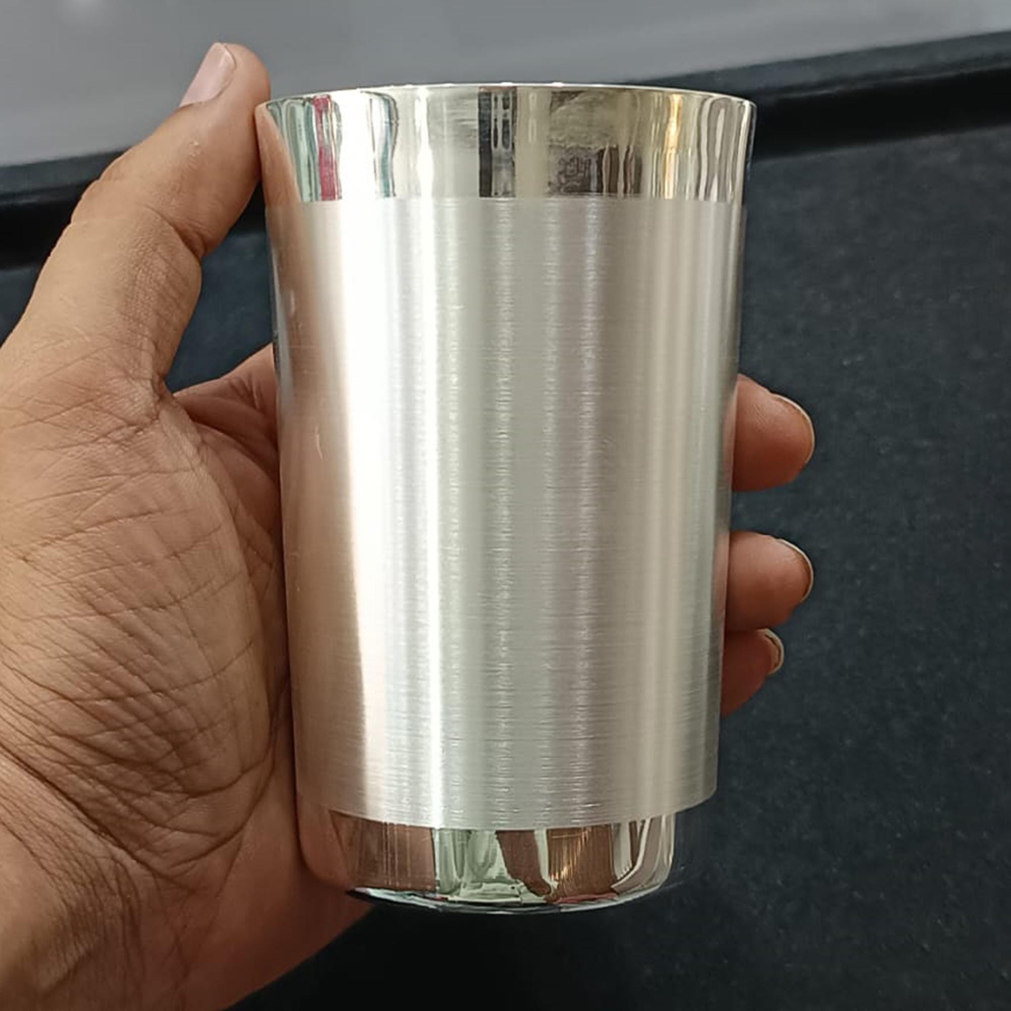 999 Pure Fine Silver Tumbler, Handmade Plain Silver Glass, Drink Ware ...