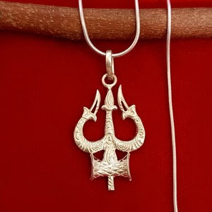 God Shiva Trishul Pendant 925 Sterling Silver Lord Shiva Trident Locket ...
