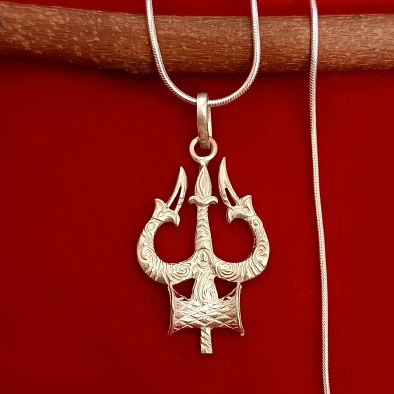 God Shiva Trishul Pendant 925 Sterling Silver Lord Shiva Trident Locket ...