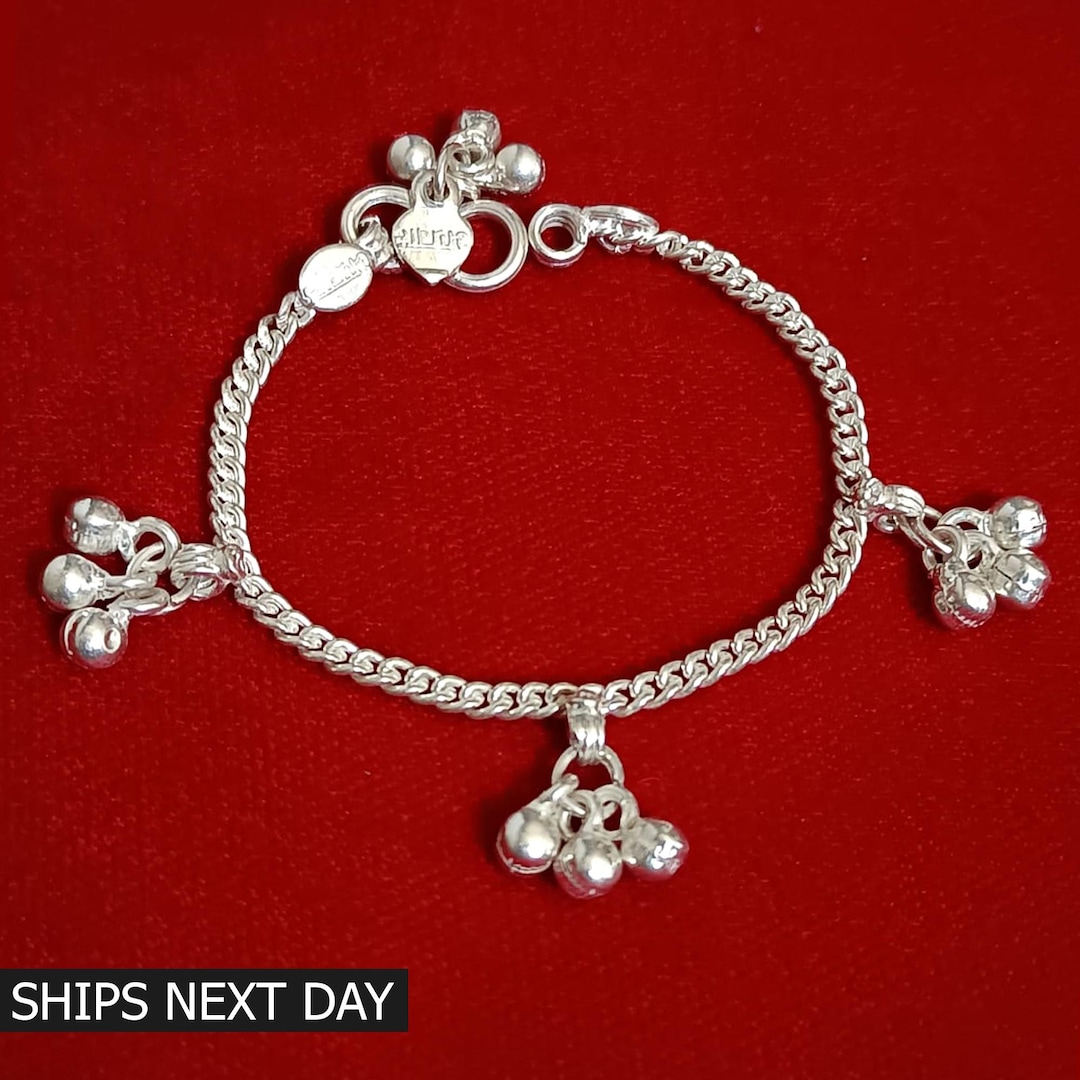 Pure Silver Baby Anklet With Bells, Traditional Sterling Silver ...