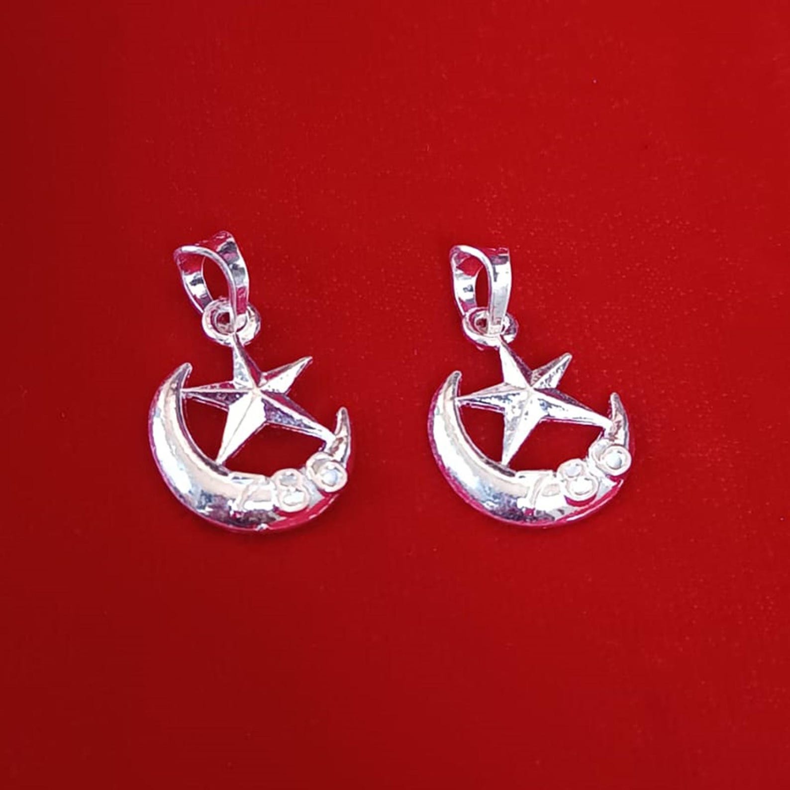 Sterling Silver Islamic Moon Star Pendant, Lucky 786 Amulet - Etsy