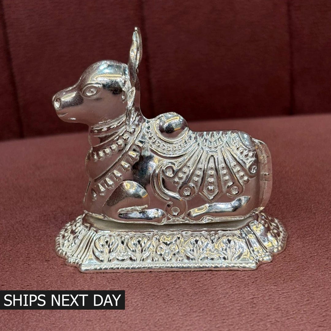 Sterling Silver Nandi Statue, Lord Shiva Puja Gift, Handmade - Etsy