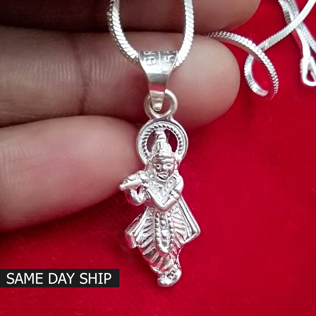 Fluting Lord Krishna Pendant 925 Sterling Silver God Krishna Locket for ...