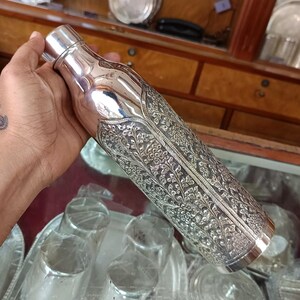 925 Pure Silver Water Bottle, Embossed Floral Design, 1 Liter - Etsy