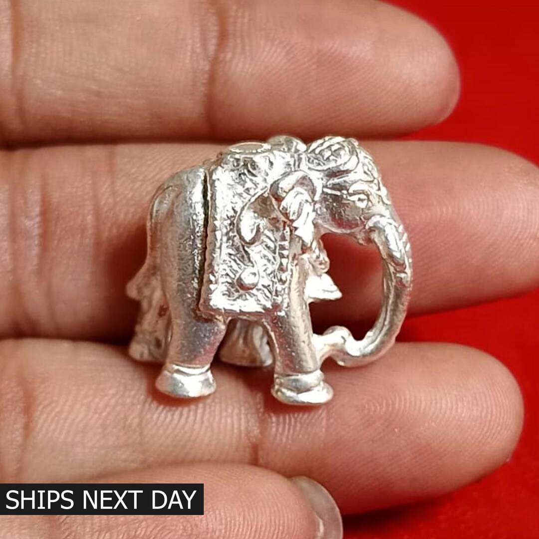 Pure Silver Elephant Statue, 925 Elephant Figurine, Good Luck Gift ...