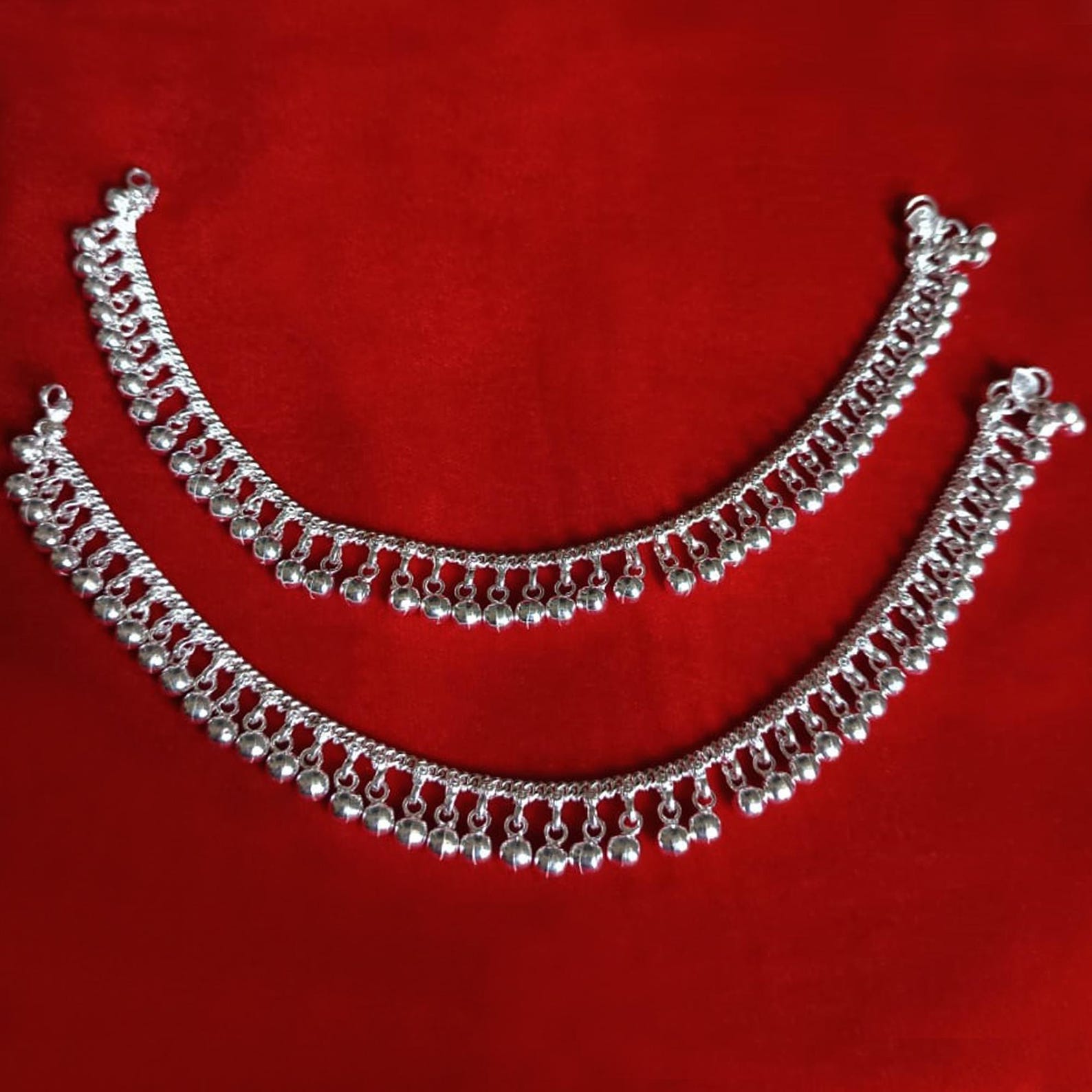Handmade Pure Silver Indian Payal Women Anklet With Noisy Jingle Bells ...