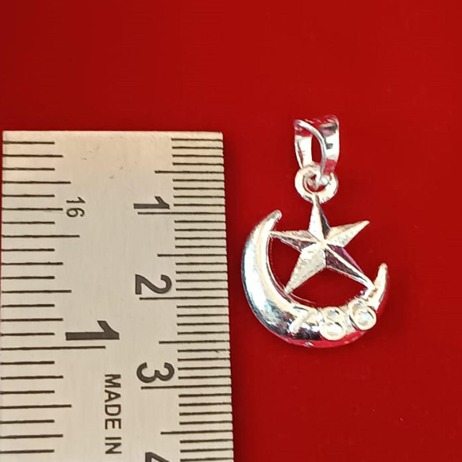 Sterling Silver Islamic Moon Star Pendant, Lucky 786 Amulet - Etsy