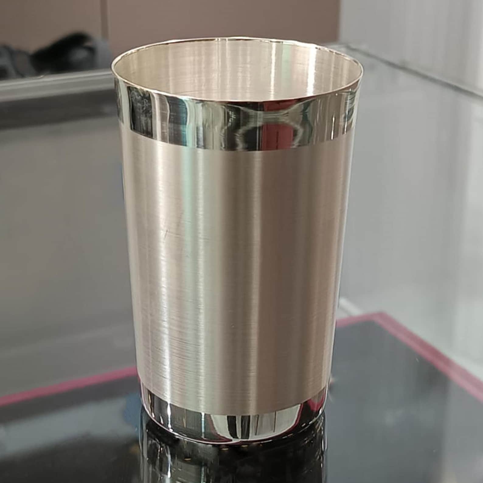 999 Pure Fine Silver Tumbler, Handmade Plain Silver Glass, Drink Ware ...