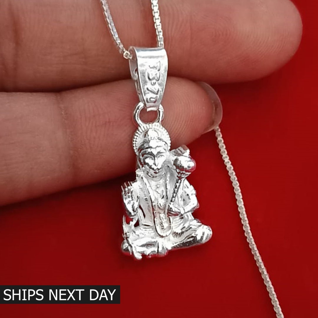 Silver Lord Hanuman Pendant, 925 Sterling Silver Hanuman Necklace ...