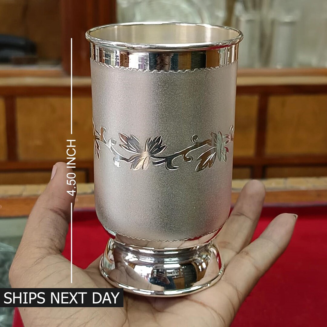 999 Pure Silver Cups Water Milk Glass Tumbler, Silver Vessels, Luxury ...